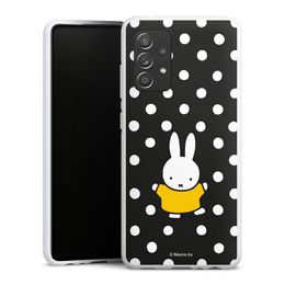 DeinDesign Galaxy A52s 5G Handy Silikon H&uuml;lle Case wei&szlig; Handyh&uuml;lle Polka Dots Miffy Rabbit Silikon Case
