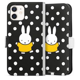 DeinDesign iPhone 12 Handy Klapph&uuml;lle Handyh&uuml;lle aus Kunst Leder wei&szlig; Flip Case Polka Dots Miffy Rabbit Sideflip mit Lasche