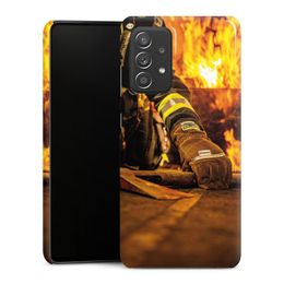 DeinDesign Galaxy A52s 5G Handy Premium Case Smartphone Handyh&uuml;lle Schutzh&uuml;lle gl&auml;nzend Fire Fighters Life Saver Fire Fighter Premium Case
