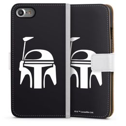 DeinDesign iPhone SE (2020) Handy Klapph&uuml;lle Handyh&uuml;lle aus Kunst Leder wei&szlig; Flip Case The Mandalorian Star Wars Boba Fett Sideflip mit Lasche