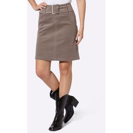 Heine Damen Cordrockdunkeltaupe, Gr. 36, unifarben, 98% Baumwolle, 2% Elasthan, R&ouml;cke