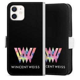DeinDesign iPhone 12 Handy Klapph&uuml;lle Handyh&uuml;lle aus Kunst Leder wei&szlig; Flip Case Official Licensed Product Wincent Weiss Music Sideflip mit Lasche