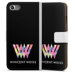 DeinDesign iPhone SE (2020) Handy Klapph&uuml;lle Handyh&uuml;lle aus Kunst Leder wei&szlig; Flip Case Official Licensed Product Wincent Weiss Music Sideflip mit Lasche