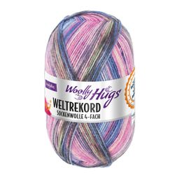 Sockenwolle Weltrekord von Woolly Hugs, Pink/Blau, aus Schurwolle