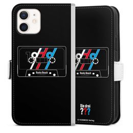 DeinDesign iPhone 12 Handy Klapph&uuml;lle Handyh&uuml;lle aus Kunst Leder wei&szlig; Flip Case Official Licensed Product Die Drei ??? Cassette Sideflip mit Lasche