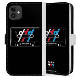 DeinDesign iPhone 11 Handy Klapph&uuml;lle Handyh&uuml;lle aus Kunst Leder wei&szlig; Flip Case Official Licensed Product Die Drei ??? Cassette Sideflip mit Lasche