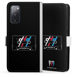 DeinDesign Galaxy S20 FE 5G Handy Klapph&uuml;lle Handyh&uuml;lle aus Kunst Leder wei&szlig; Flip Case Official Licensed Product Cassette Die Drei ??? Sideflip mit Lasche