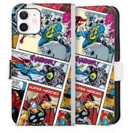 DeinDesign iPhone 12 Handy Klapph&uuml;lle Handyh&uuml;lle aus Kunst Leder wei&szlig; Flip Case Avengers Marvel Comic Sideflip mit Lasche