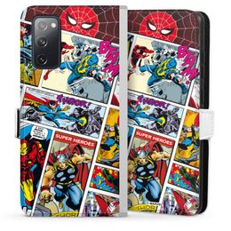 DeinDesign Galaxy S20 FE Handy Klapph&uuml;lle Handyh&uuml;lle aus Kunst Leder wei&szlig; Flip Case Avengers Marvel Comic Sideflip mit Lasche
