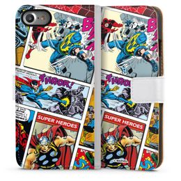 DeinDesign iPhone SE (2020) Handy Klapph&uuml;lle Handyh&uuml;lle aus Kunst Leder wei&szlig; Flip Case Marvel Comic Avengers Sideflip mit Lasche
