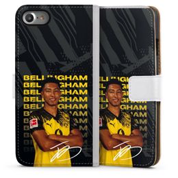 DeinDesign iPhone SE (2020) Handy Klapph&uuml;lle Handyh&uuml;lle aus Kunst Leder wei&szlig; Flip Case Borussia Dortmund Jobe Bellingham Bvb Sideflip mit Lasche