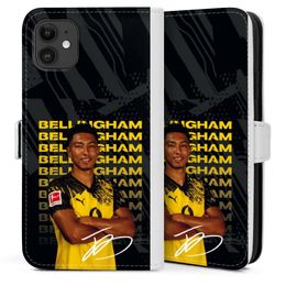 DeinDesign iPhone 11 Handy Klapph&uuml;lle Handyh&uuml;lle aus Kunst Leder wei&szlig; Flip Case Borussia Dortmund Jobe Bellingham Bvb Sideflip mit Lasche