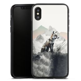 DeinDesign iPhone X Handy Silikon H&uuml;lle Case schwarz Handyh&uuml;lle Nature Mountain Fox