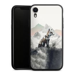 DeinDesign iPhone Xr Handy Premium Silikon H&uuml;lle Handyh&uuml;lle schwarz Case Nature Mountain Fox Silikon Premium Case