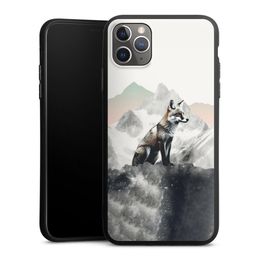 DeinDesign iPhone 11 Pro Max Handy Premium Silikon H&uuml;lle Handyh&uuml;lle schwarz Case Nature Mountain Fox Silikon Premium Case