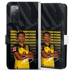 DeinDesign Galaxy S20 FE 5G Handy Klapph&uuml;lle Handyh&uuml;lle aus Kunst Leder wei&szlig; Flip Case Borussia Dortmund Jobe Bellingham Bvb Sideflip mit Lasche