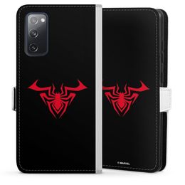 DeinDesign Galaxy S20 FE 5G Handy Klapph&uuml;lle Handyh&uuml;lle aus Kunst Leder wei&szlig; Flip Case Spiderman Logo Marvel Sideflip mit Lasche