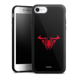 DeinDesign iPhone SE (2020) Handy Gallery Case Handyh&uuml;lle 9H Geh&auml;rtetes Glas R&uuml;ckseite H&uuml;lle Spiderman Marvel Logo Gallery Case