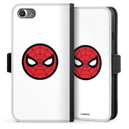 DeinDesign iPhone SE (2020) Handy Klapph&uuml;lle Handyh&uuml;lle aus Kunst Leder schwarz Flip Case Marvel Merchandise Spiderman Sideflip mit Lasche
