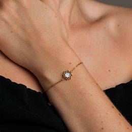 Holzkern Composition Armband Damen Gold und Blaues Perlmutt