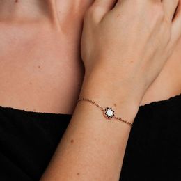 Holzkern Composition Armband Damen Ros&eacute; und Blaues Perlmutt