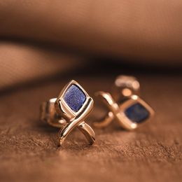 Holzkern Mosaic Ohrringe Damen Ros&eacute; und Lapislazuli