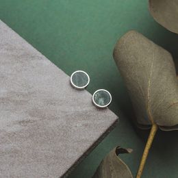 Holzkern Concentric Ohrringe Damen Silber und Marmor