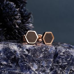 Holzkern Facade Ohrringe Damen Ros&eacute; und Leadwood