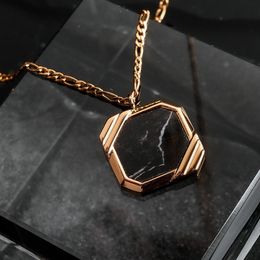 Holzkern Scalar Halskette Herren Gold und Marmor