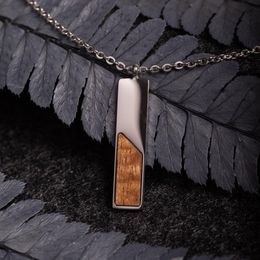 Holzkern Ephemera Halskette Damen Silber und Marmorholz