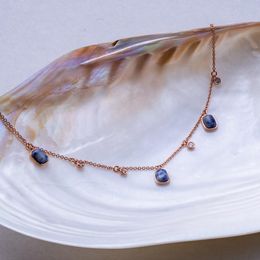 Holzkern Dewdrops Halskette Damen Ros&eacute; und Sodalith