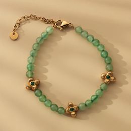 Holzkern Fireworks Armband Damen Gold und Aventurin