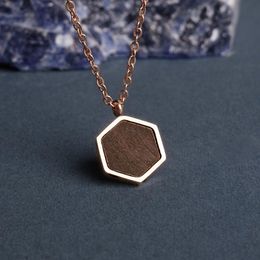 Holzkern Facade Halskette Damen Ros&eacute; und Leadwood