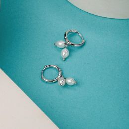 Holzkern Summersweet Creolen Damen Silber und Perle