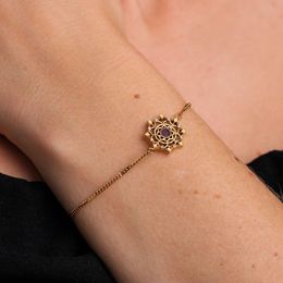 Holzkern Aphonia Armband Damen Gold und Amethyst