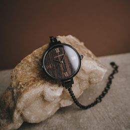 Holzkern Holzuhr Sarah (Wenge/Schwarz), Damen, Naturholz