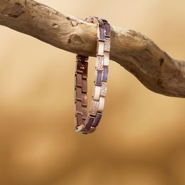 Holzkern Armband Kensington (Amethyst/Ros&eacute;), Naturholz, Damen, gr&ouml;&szlig;enverstellbar