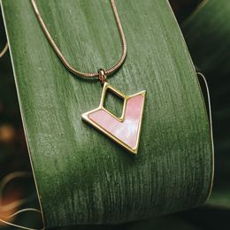 Holzkern Conceptual Halskette Damen Ros&eacute; und Rosa Perlmutt