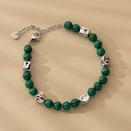 Holzkern Fireworks Armband Damen Silber und Malachit
