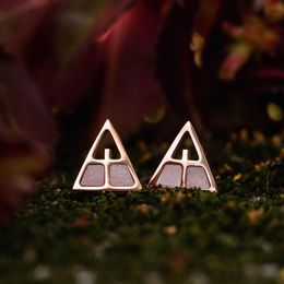Holzkern Chiaroscuro Ohrringe Damen Ros&eacute; und Rosa Marmor