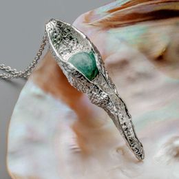 Holzkern Chalice Halskette Damen Silber und Amazonit