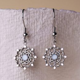 Holzkern Aphonia Ohrringe Damen Silber und Aquamarin