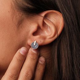 Holzkern Opacity Ohrringe Damen Ros&eacute; und Blauer Marmor