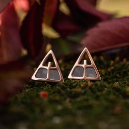 Holzkern Chiaroscuro Ohrringe Damen Ros&eacute; und Grauer Marmor