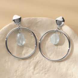 Holzkern Fireworks Ohrringe Damen Silber und Aquamarin