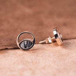 Holzkern Perception Ohrringe Damen Ros&eacute; und Marmor