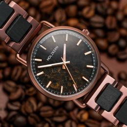 Holzkern Holzuhr Espressino (Kaffee/Ahorn), Herren, Naturholz