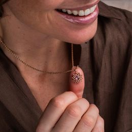 Holzkern Suncatcher Halskette Damen Ros&eacute; und Amethyst