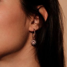 Holzkern Suncatcher Ohrringe Damen Ros&eacute; und Amethyst