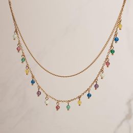 Holzkern FREE PLAY HALSKETTE Damen Gold und Regenbogen